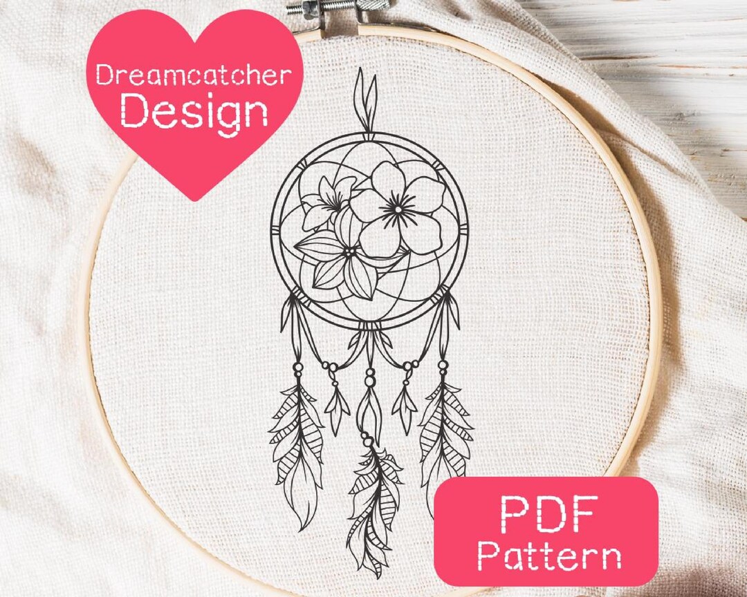 Dreamcatcher Embroidery Pattern PDF, Boho Embroidery, Feathers ...