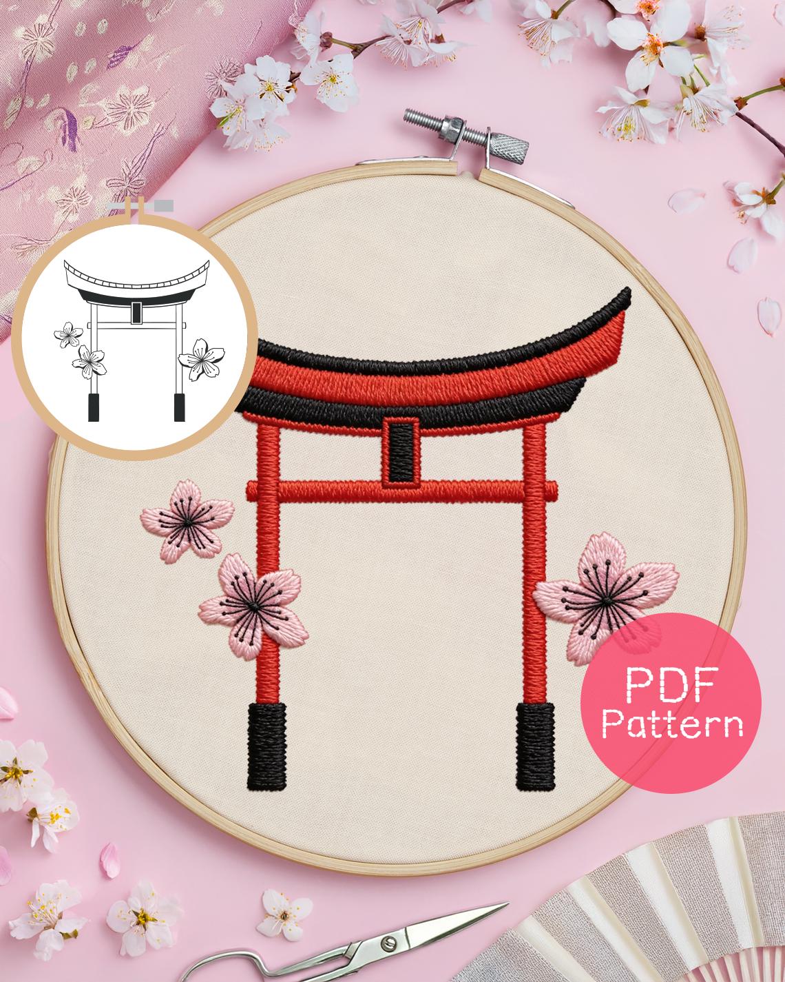 Torii Gate Embroidery Pattern: Beginner DIY Hand Embroidery (PDF ...