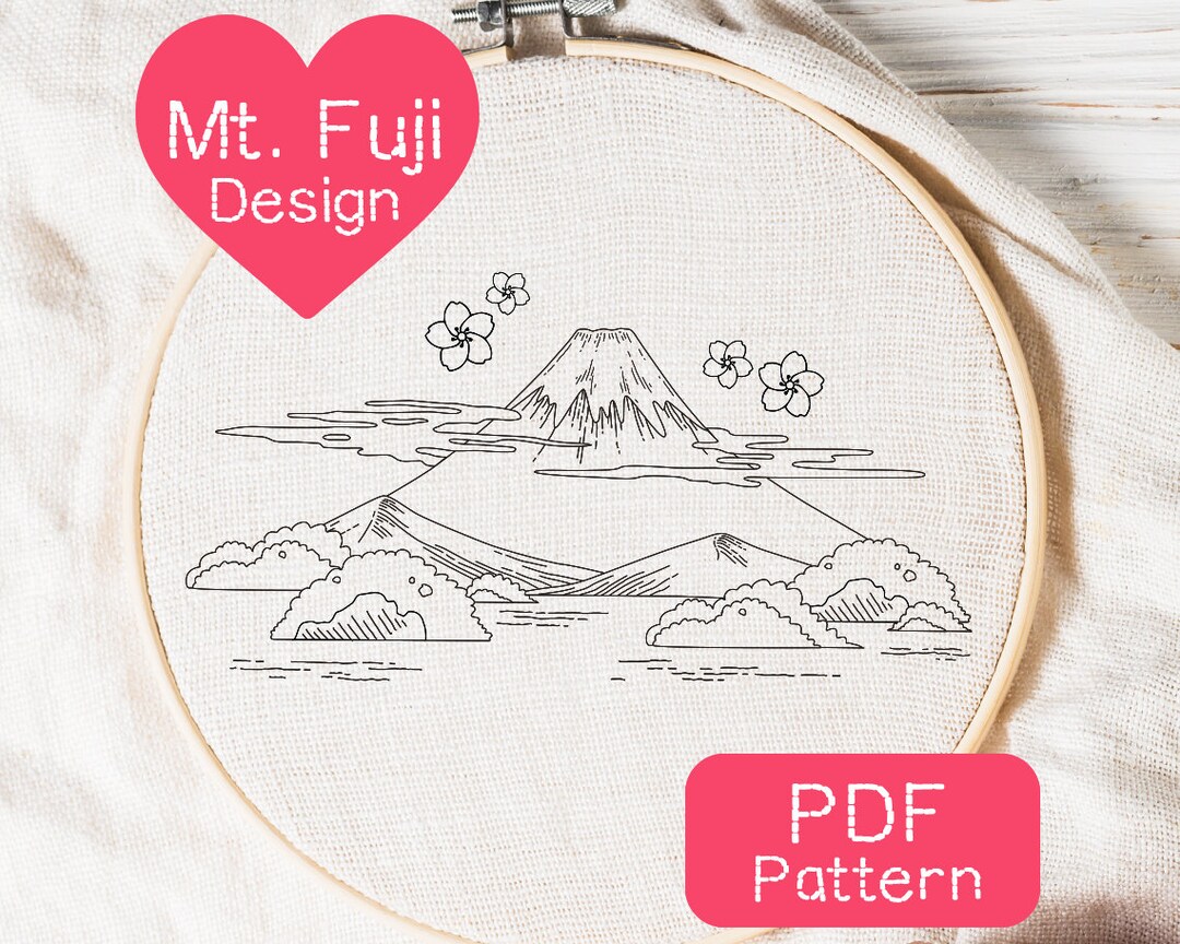 Mt. Fuji, Embroidery PDF Pattern, Instant Digital Download, DIY Hand ...