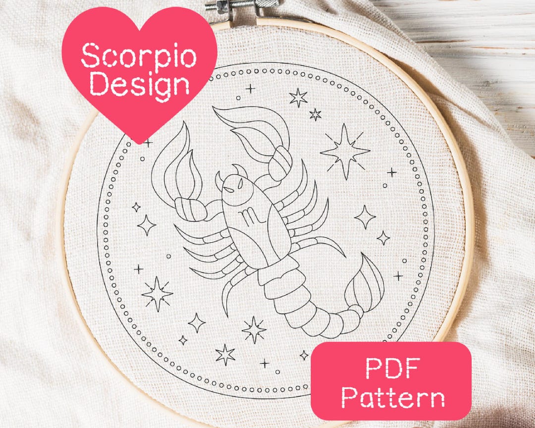 Scorpio Zodiac Embroidery Pattern: Celestial DIY Art (PDF Download, 3-8 ...