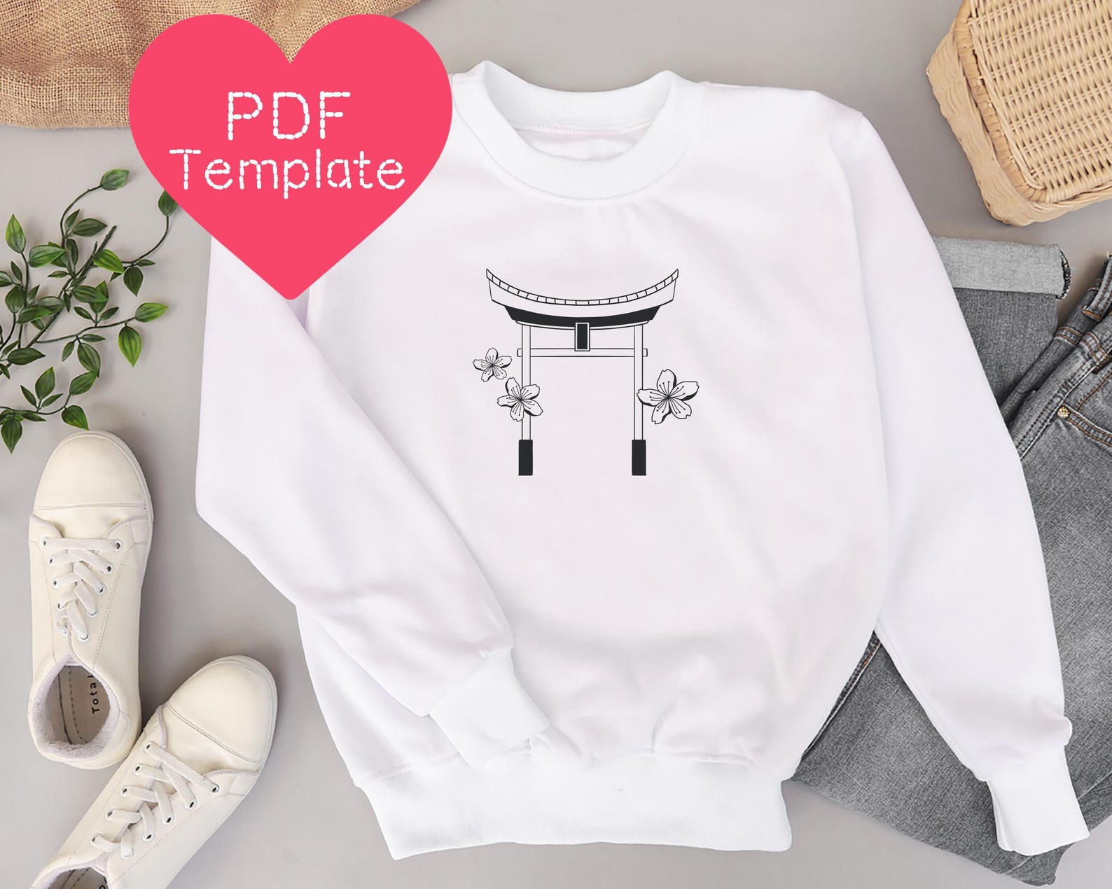 Torii Gate Embroidery Pattern: Beginner DIY Hand Embroidery (PDF ...