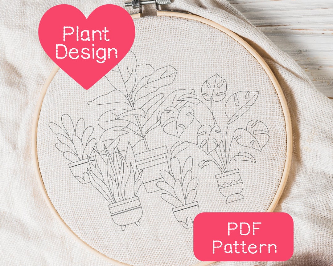 Houseplants, Embroidery PDF Pattern, Digital Download, Hand Embroidery ...