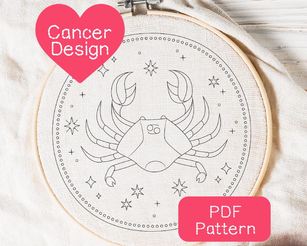 Cancer Zodiac Embroidery Pattern: Celestial DIY Art (PDF Download, 3-8 ...
