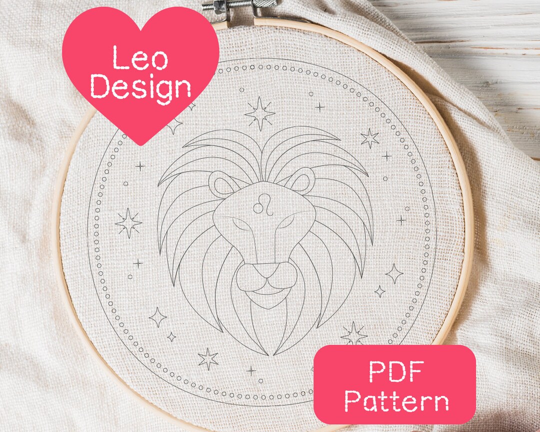 Leo Zodiac, Embroidery PDF Pattern, Digital Download, Hand Embroidery ...