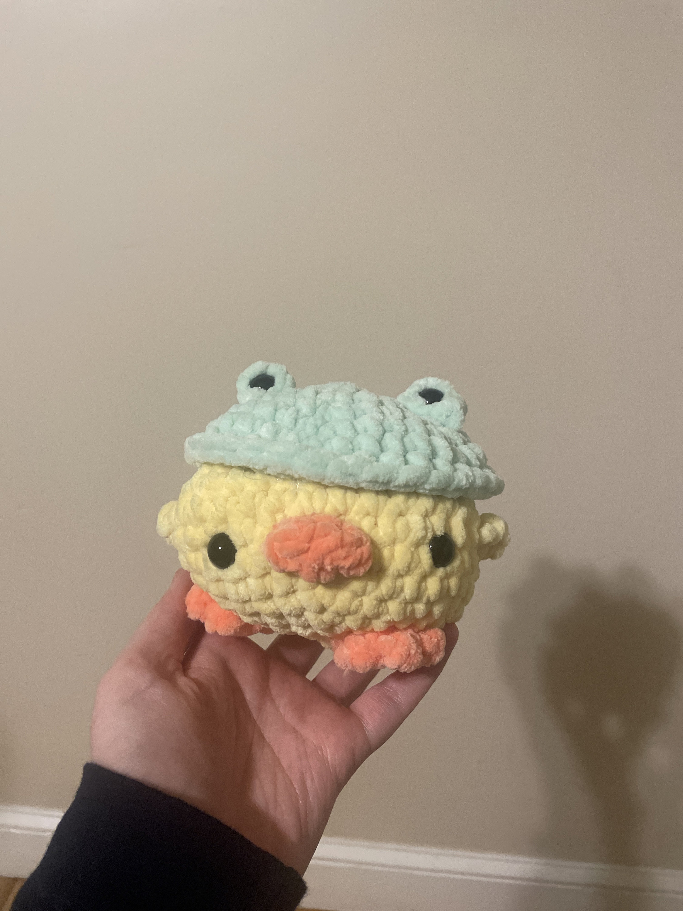 Crochet Amigurumi Duck Stuffed Animal With Attached Frog Hat - Etsy