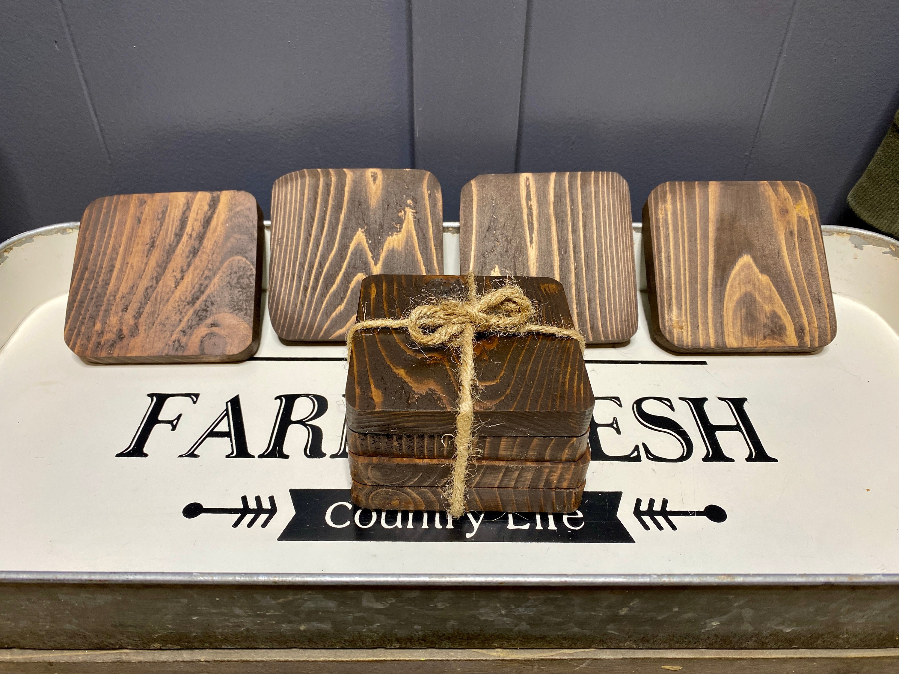 Rustic Farmhouse Cedar Coaster Handcrafted - Etsy