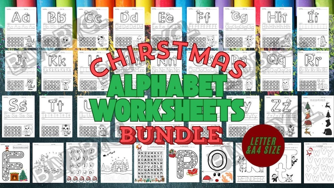 Christmas Alphabet Worksheets | Mega Bundle 55 Pages | Holiday Pre-k ...
