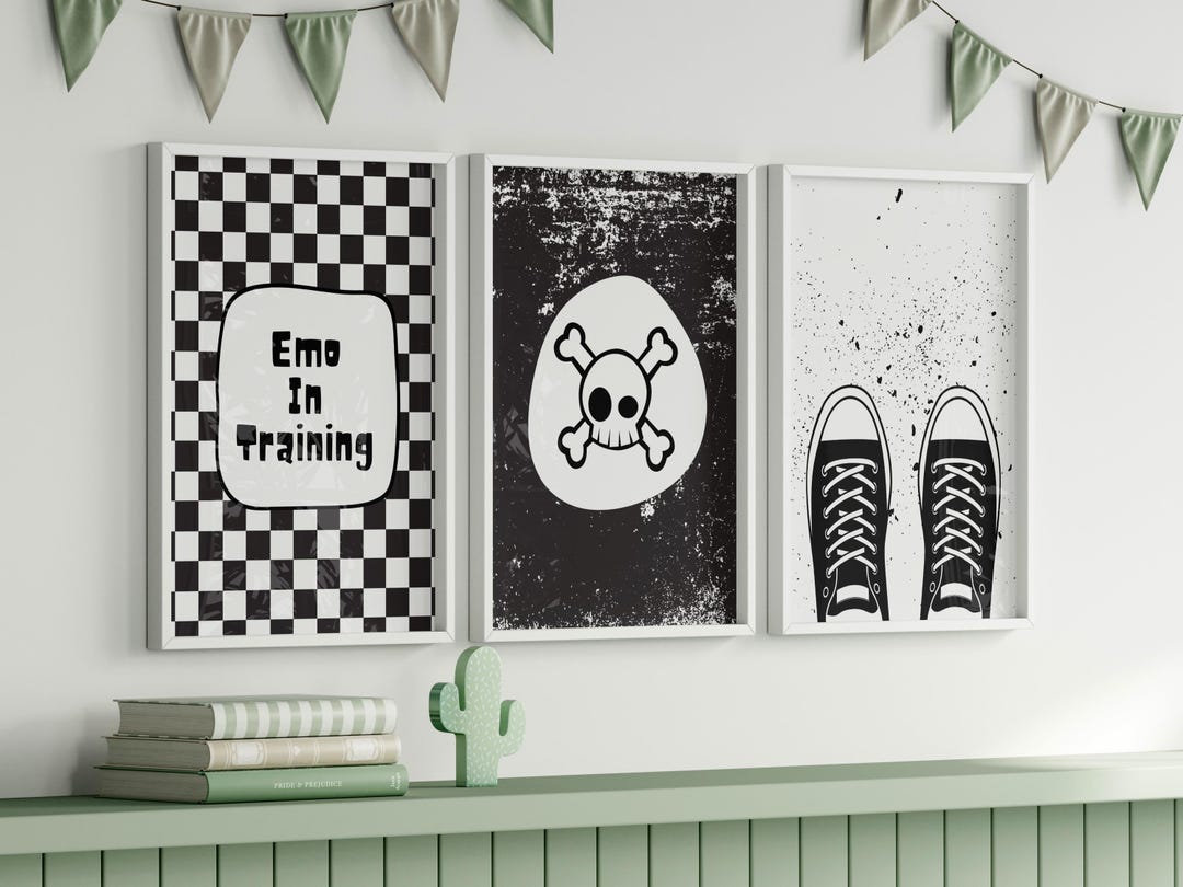 Emo in Training Wall Art Prints, Kids Alternative Posters, Set of 3 ...