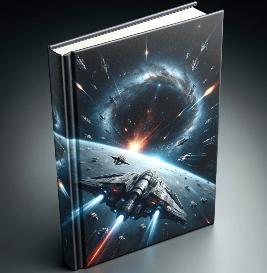 Galactic Horizon: Custom Sci-fi Book Cover With Futuristic Spaceship ...