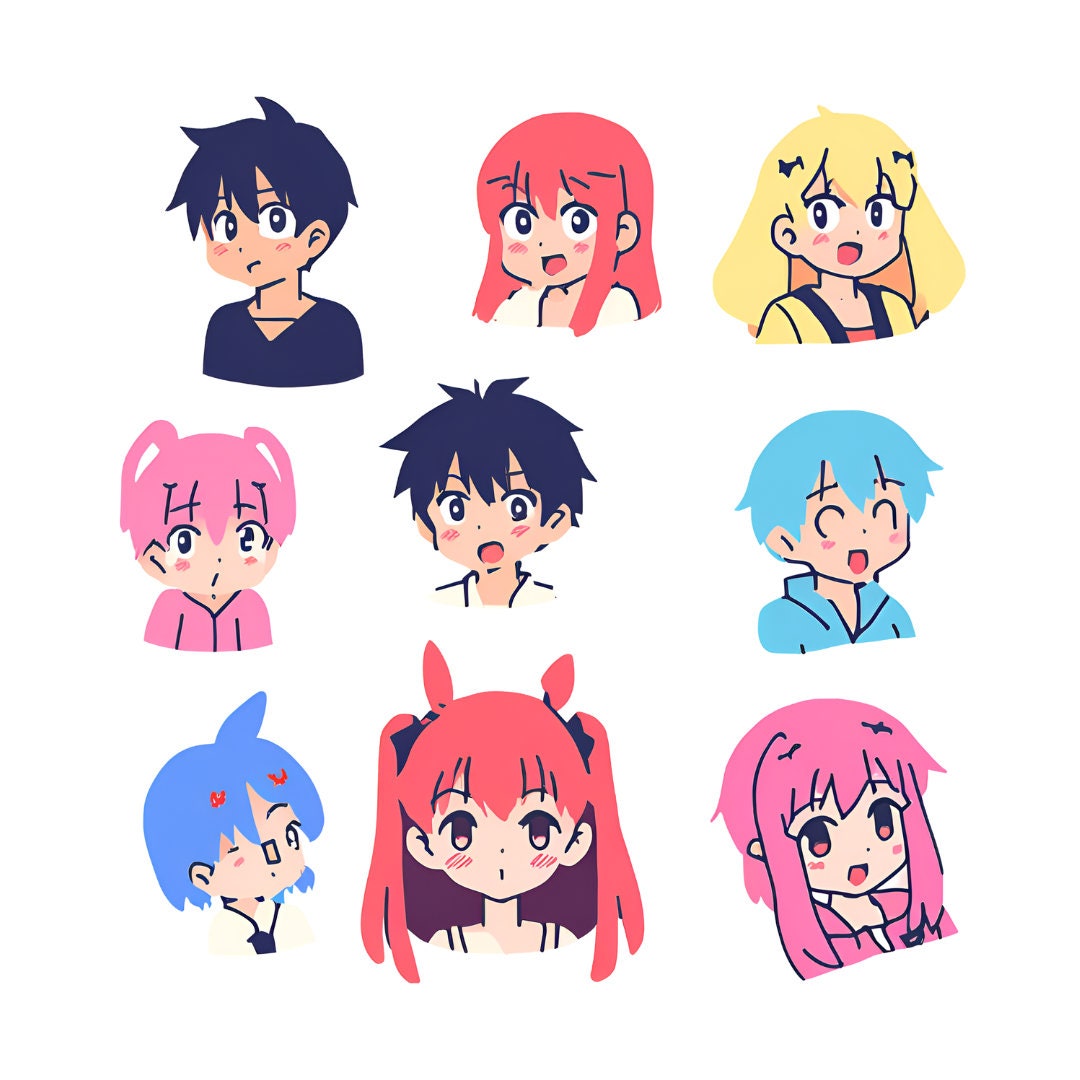 Cute Anime Characters Sticker Pack - Etsy