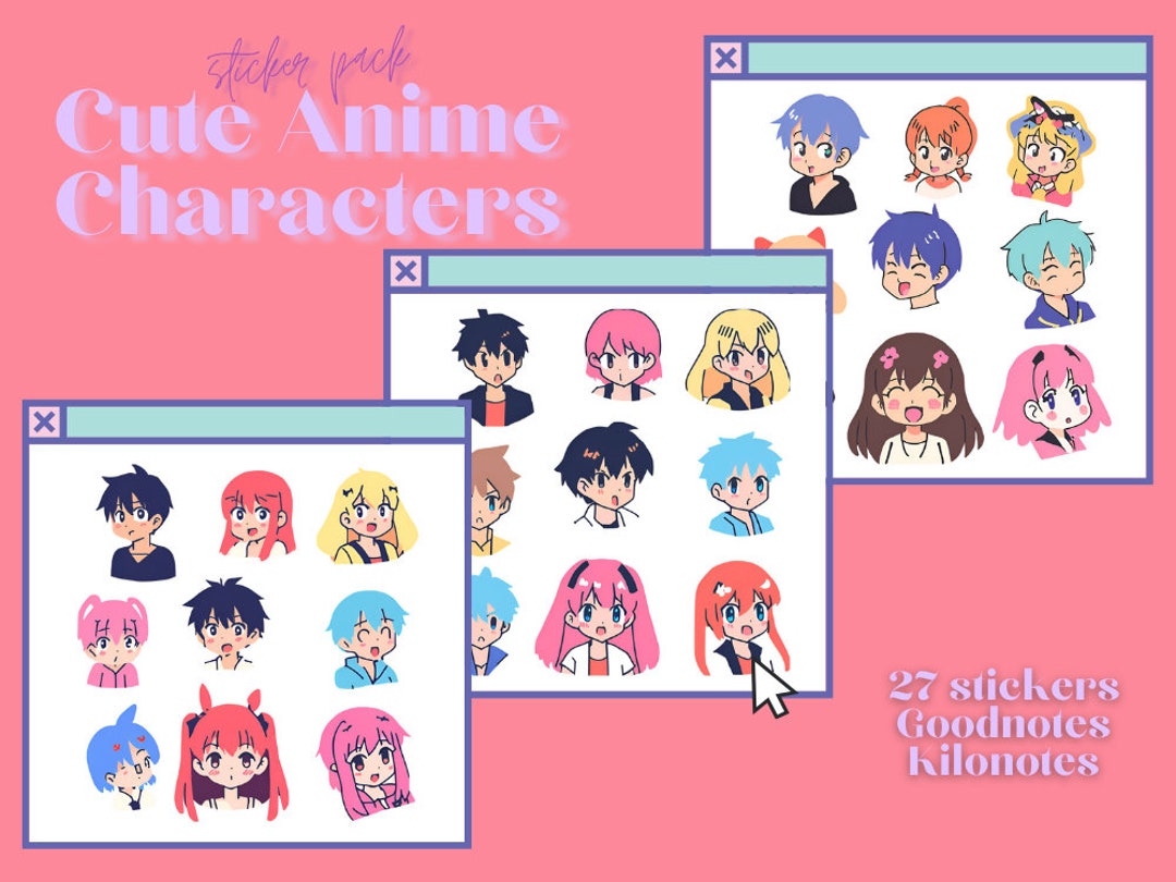 Cute Anime Characters Sticker Pack - Etsy