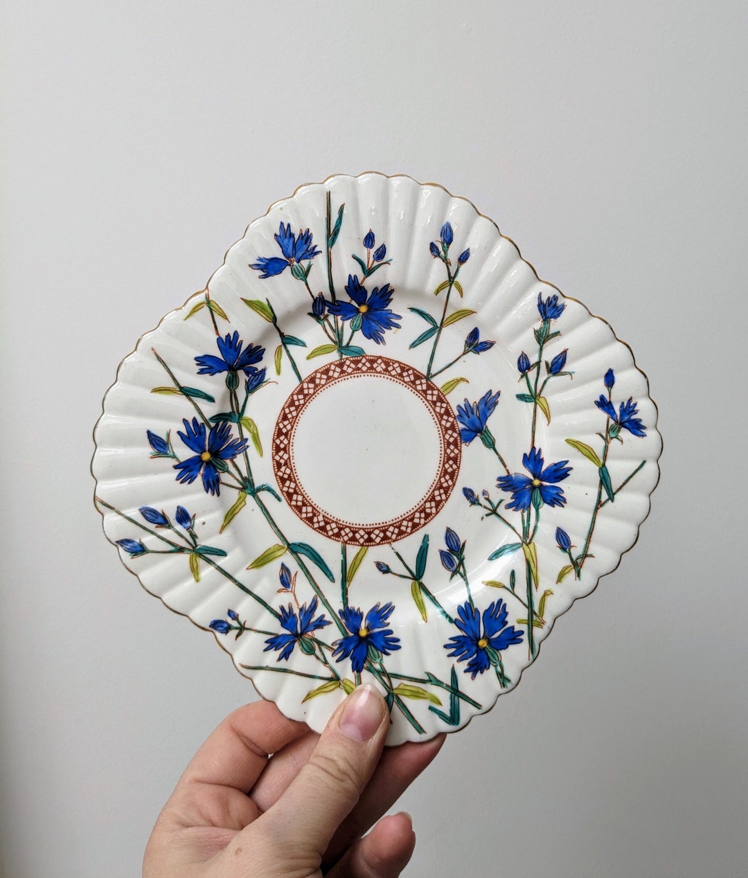 Antique Shelley Wileman Fluted Side Plate 1884-1895 Blue Cornflower ...