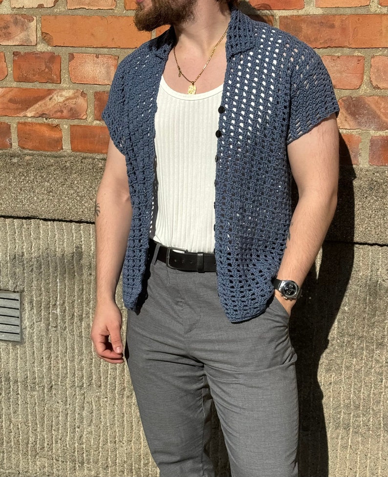 Kasper Mesh Shirt Crochet Pattern Mens Shirt Summer Beach Beginner ...