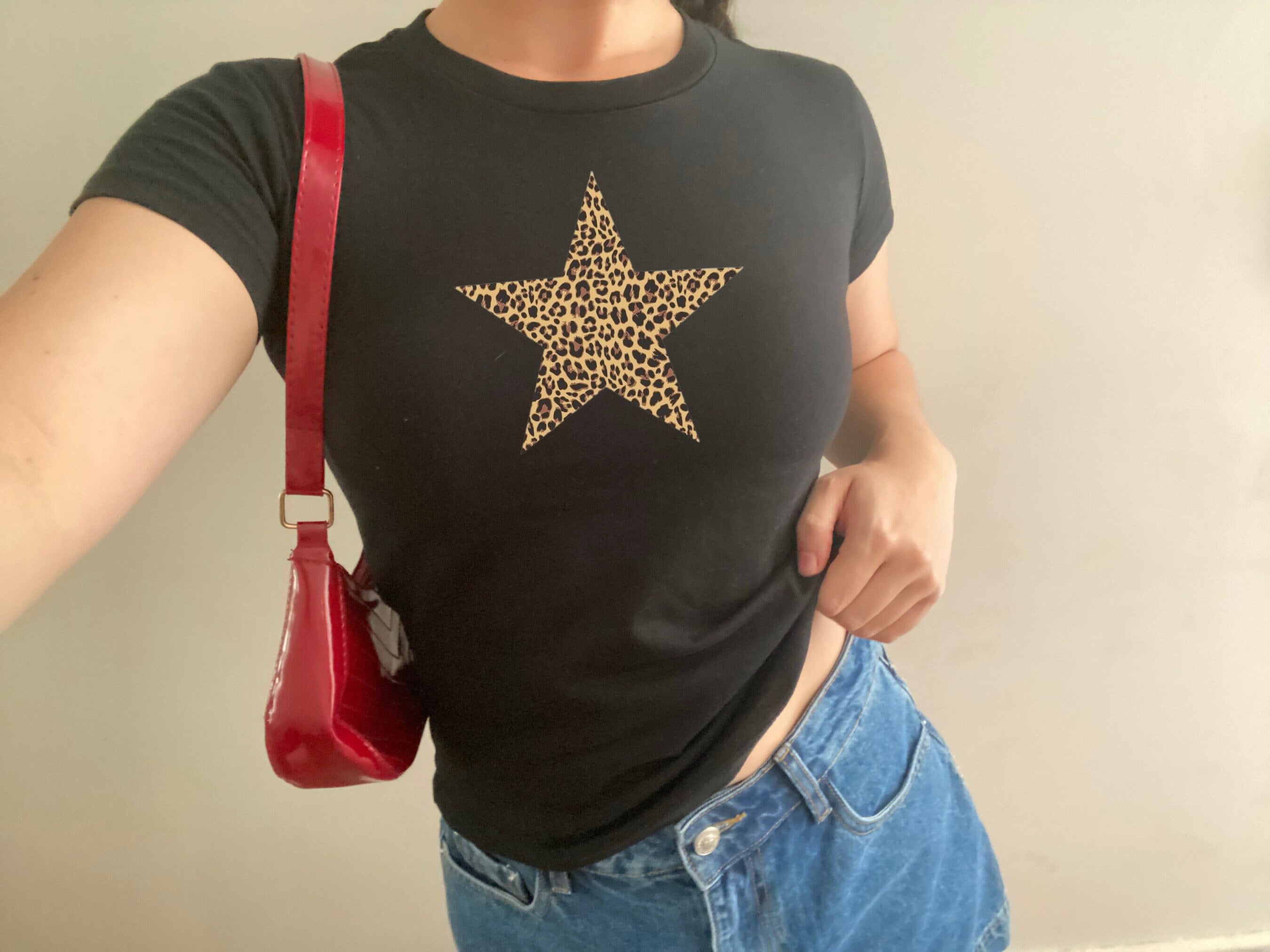 Leopard Print Star Baby Tee, Trendy Y2K Baby Tee, Trendy 90s Baby Tee ...