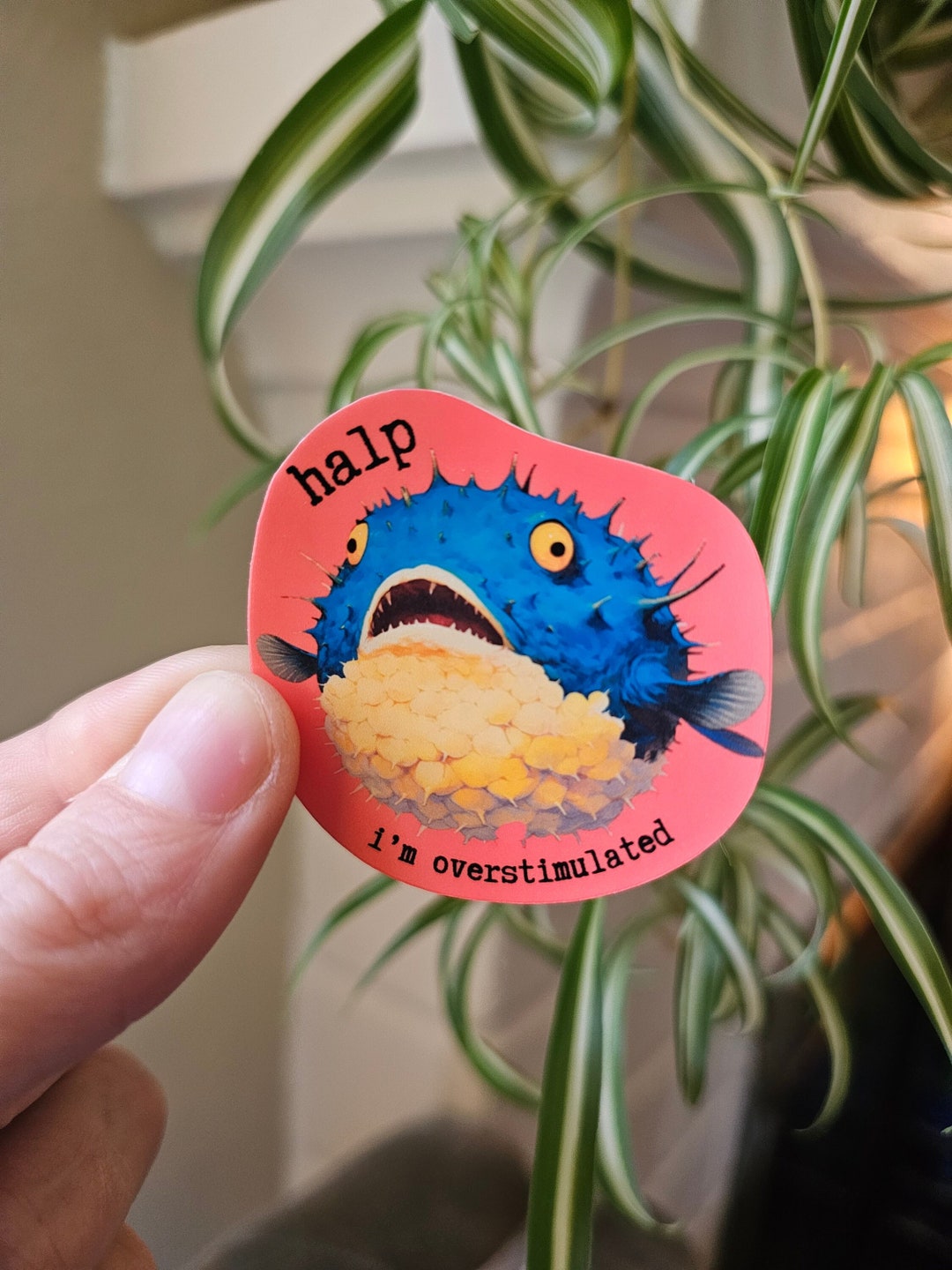 Halp I'm Overstimulated! Pufferfish Sticker - ADHD and Autism Pride ...