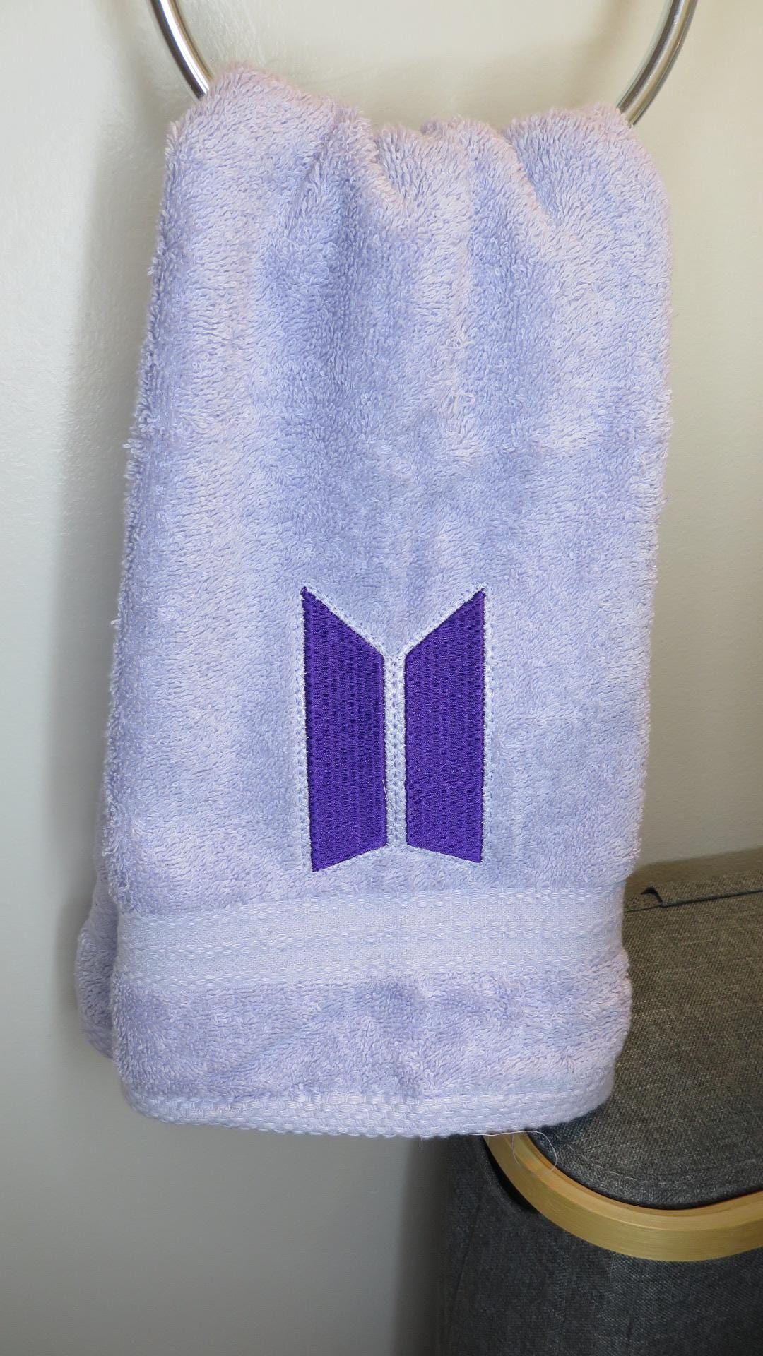 K-pop Hand Towel With Purple BTS Logo – Soft Lavender Towel – ARMY Home ...