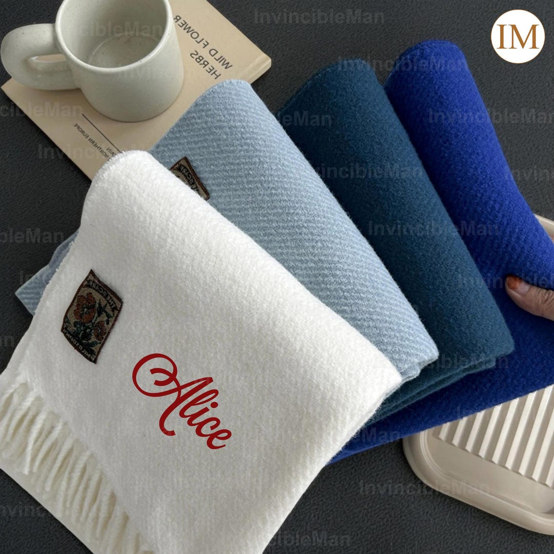 Personalized Versatile Narrow Solid Color Wool Scarf for Women, Winter ...