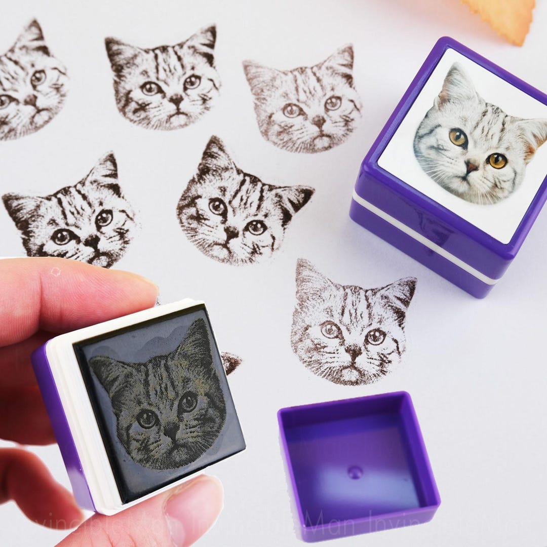 Custom Pet Stamp Self Inking, Cat Dog Portrait Inked Stamp, Customized ...