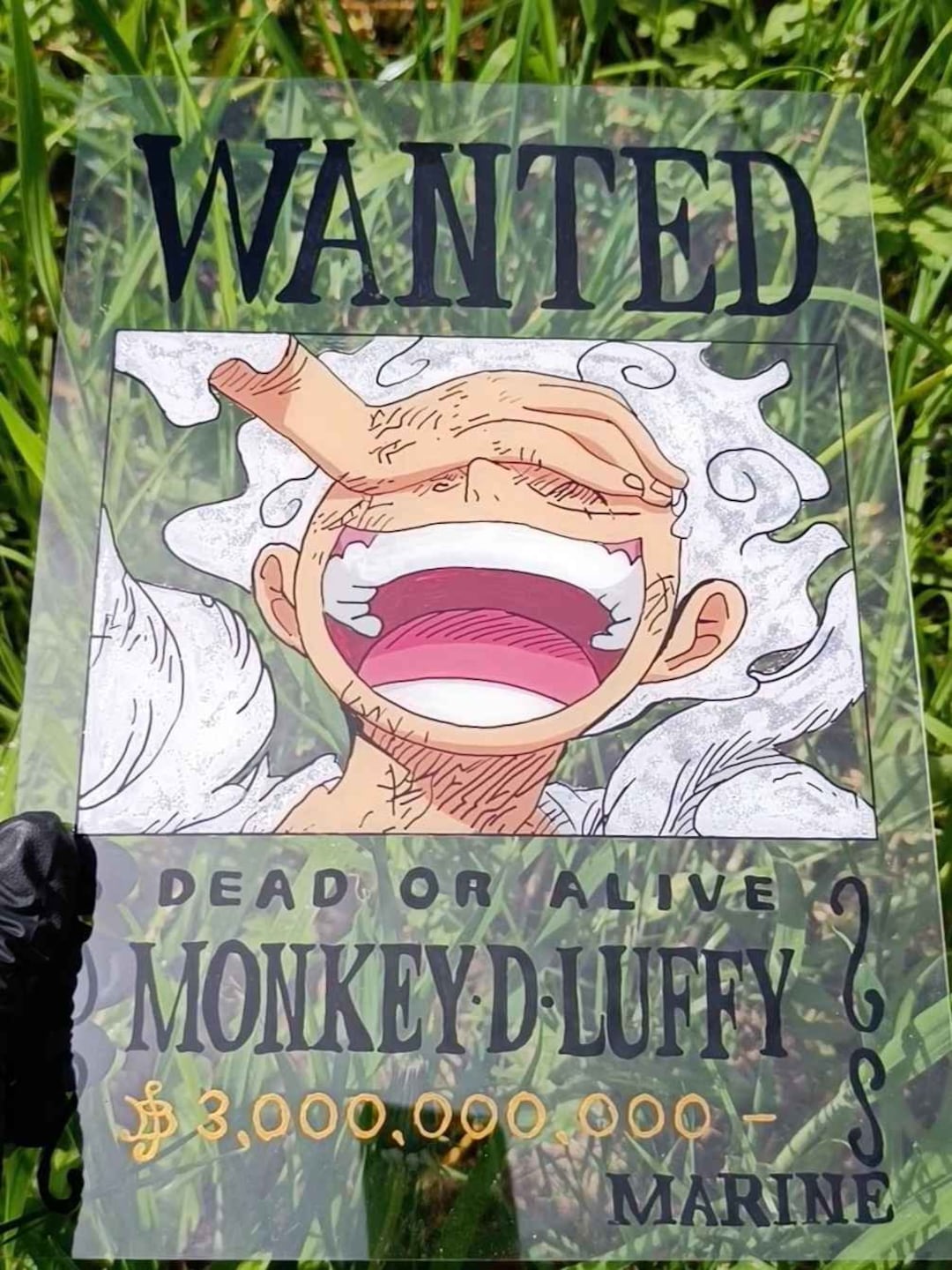 Anime Glass Painting Monkey.d.luffy, gear 5 Luffy Acrylic Glass, Gift ...