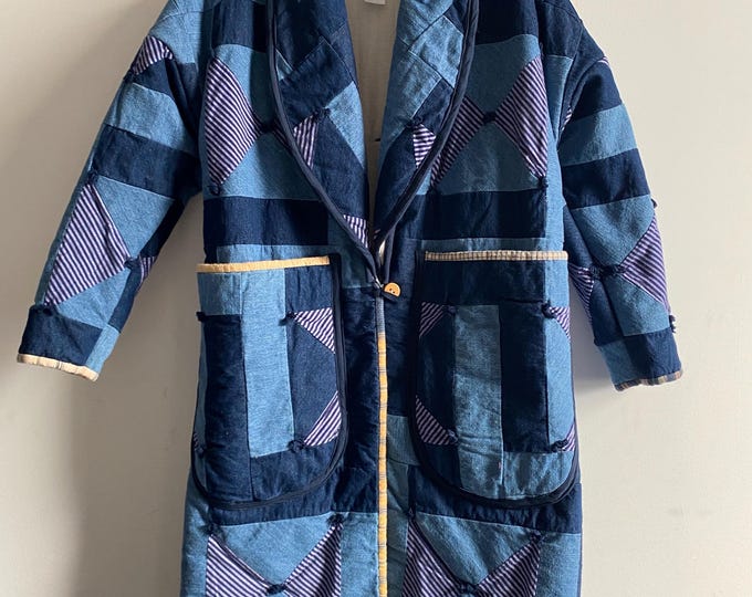 Quilted Repurposed Patchwork Denim Blanket Jacket Small/medium - Etsy