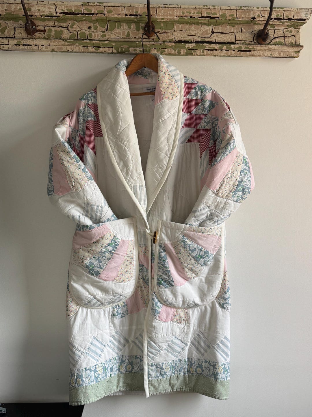 Pastel Coloured Quilted Repurposed Long Jacket With Shawl Collar - Etsy