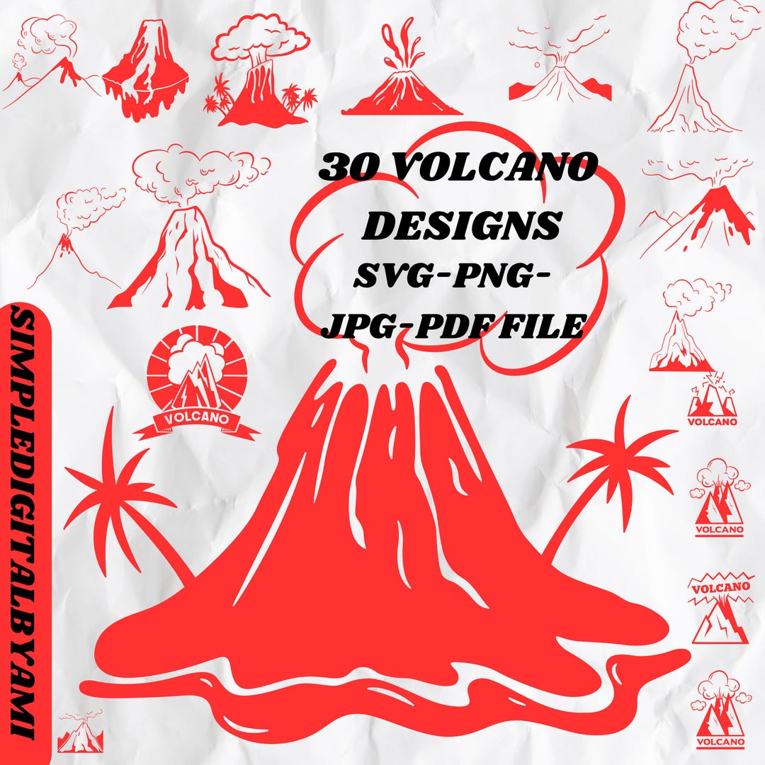 Volcano SVG Bundle: Pink & Black Volcano Designs (digital Download) - Etsy