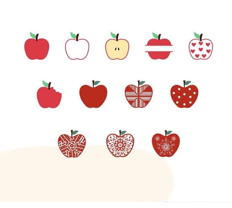 Apple SVG Pack – 24 Teacher-themed Cut Files (commercial Use) - Etsy