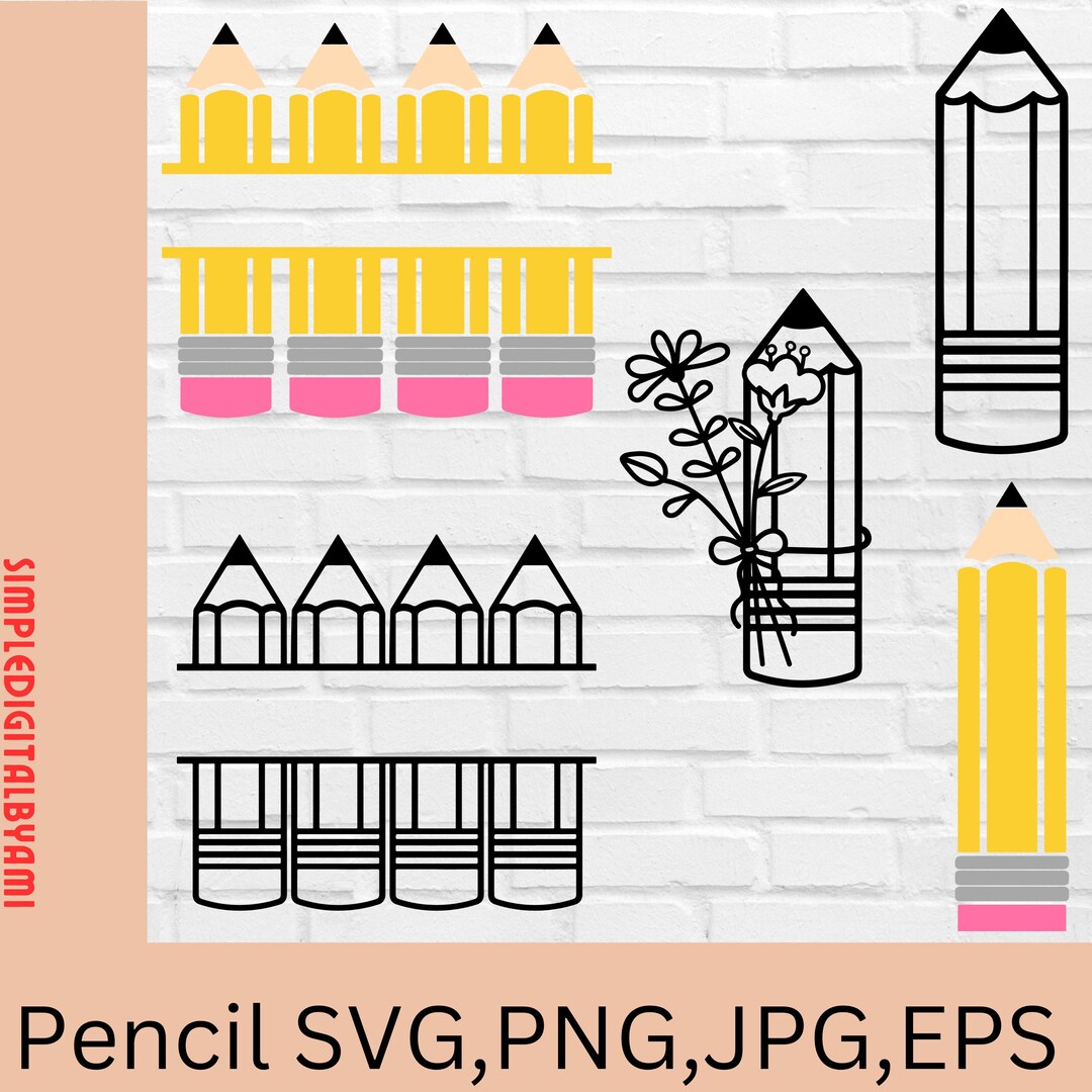 Pencil Svg Bundle, Pencil Cut File for Cricut , Silhouette, Pencil Name ...