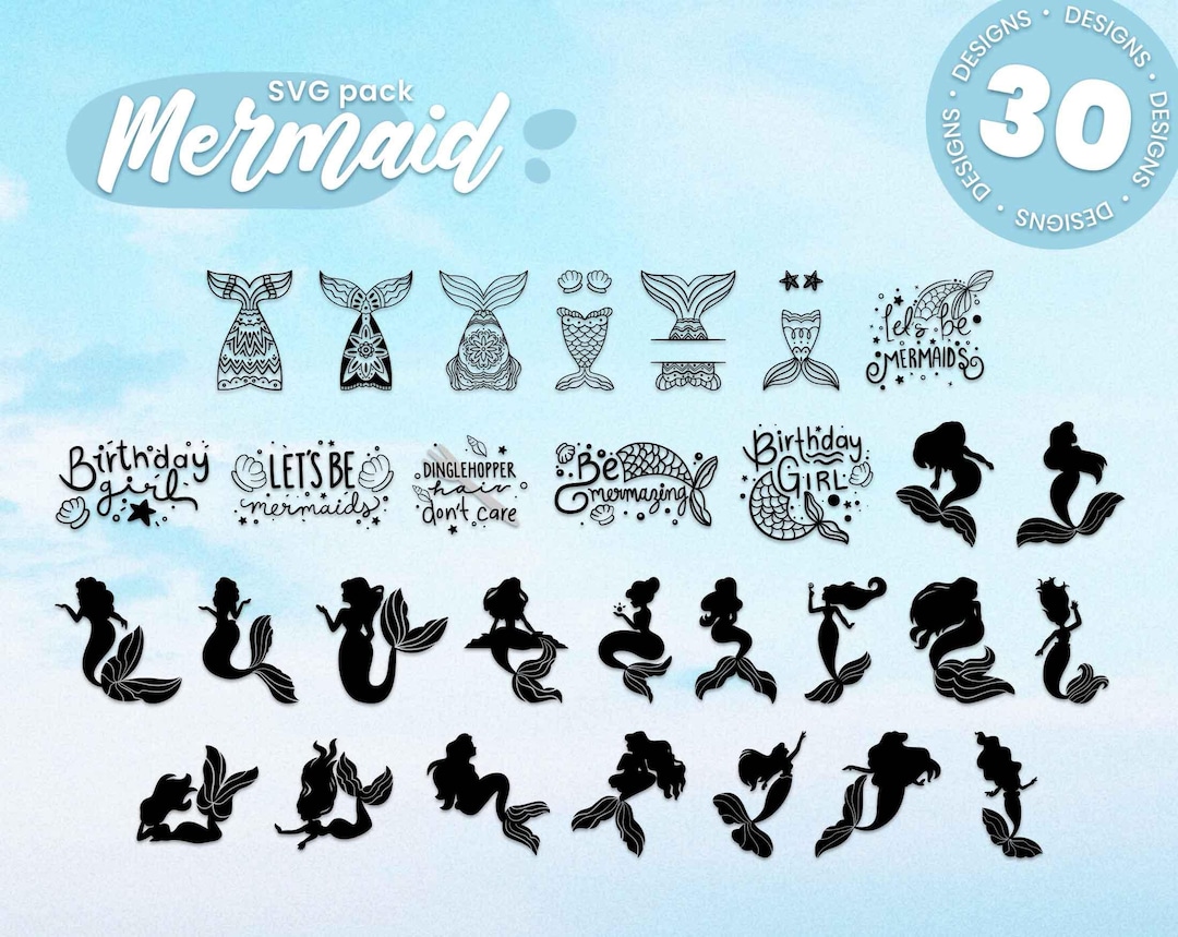 Mermaid Svg - Mermaid 30 Svg - Png File- Instant Download-commercial ...