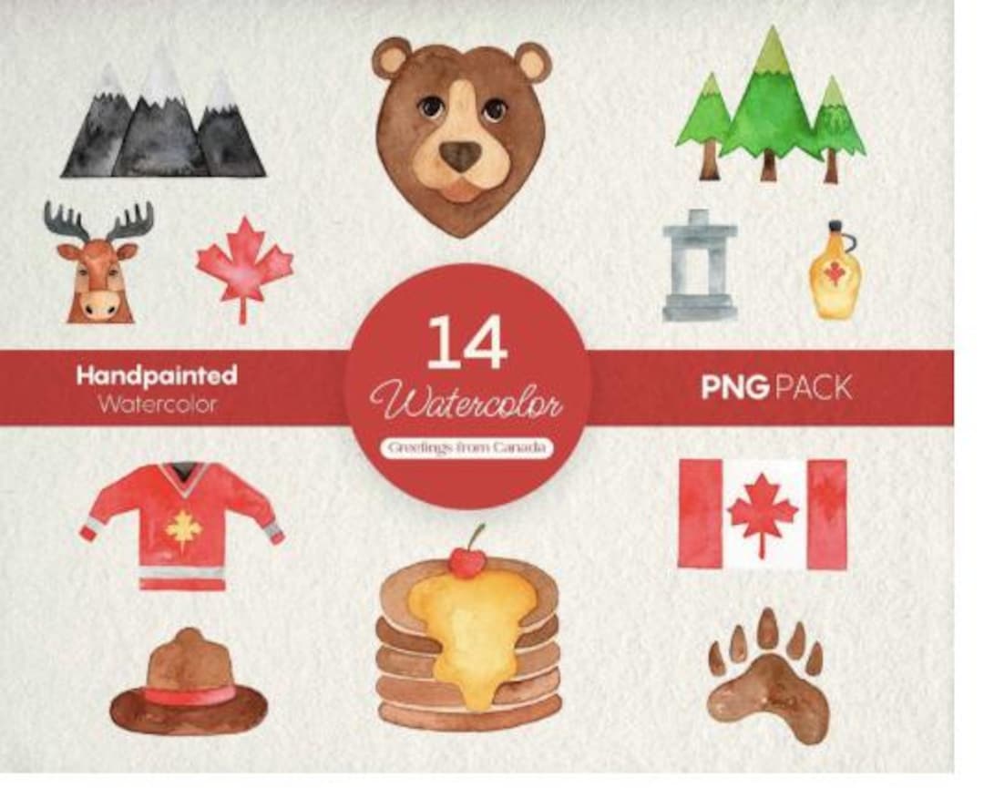 Greetings From Canada - Watercolor Clipart PNG Pack- Commercial Use ...