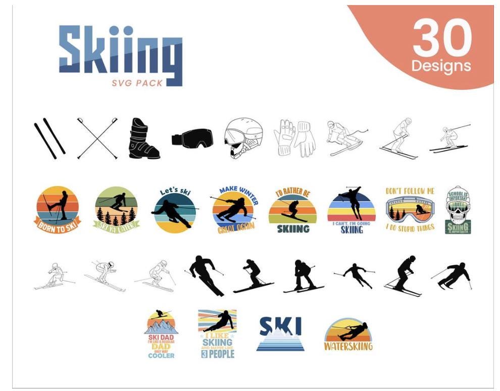 Skiing SVG 30 Pack-winter Sports Bundle Svg, Winter Svg Bundle, Skiing ...