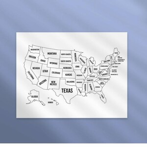 United States Printable Coloring Map - Etsy