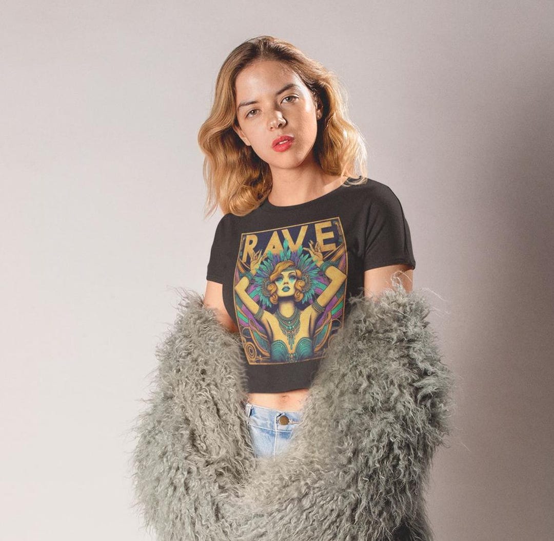 Bohemian Rave Woman's Baby Tee, 100% Organic Cotton, Festival Wear ...