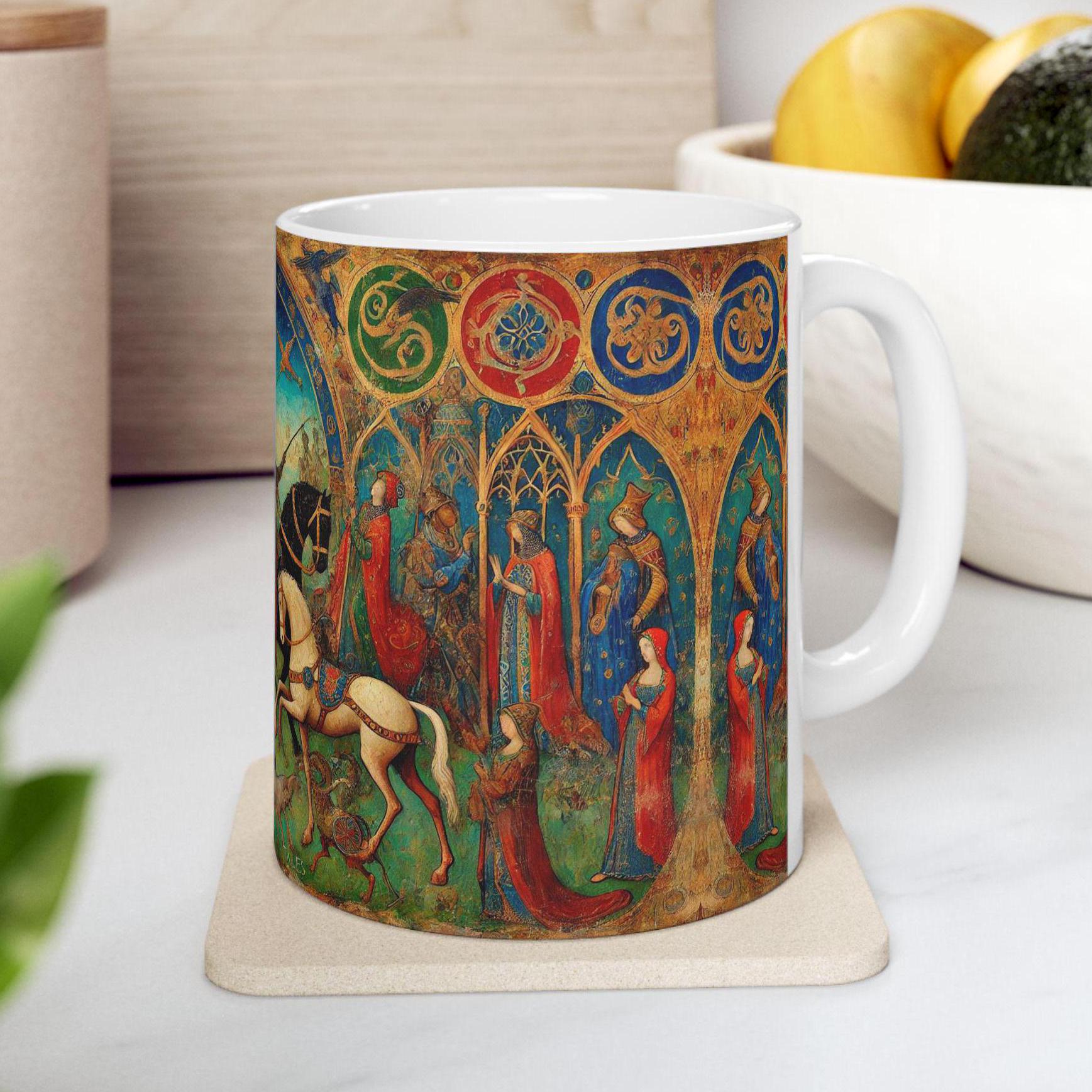 Bayeux Style Medieval Ceramic Mug, Historical Coffee Cup Gift, Tea Mug ...