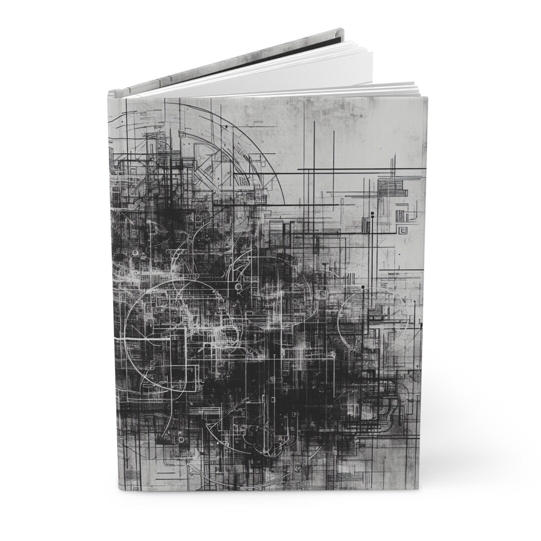 Black and White Abstract Design Hardcover Journal - Smooth Matte Finish ...