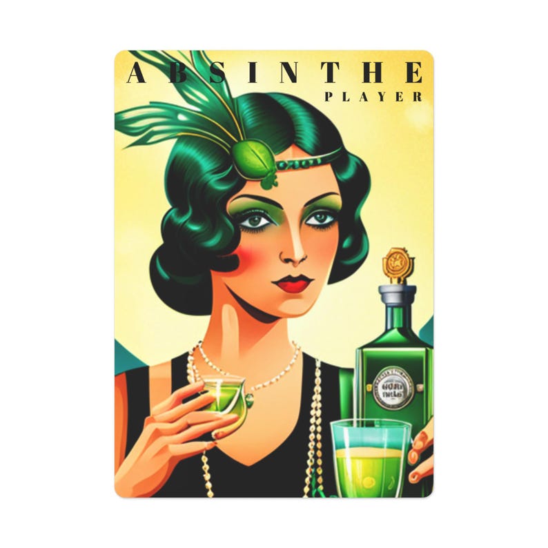 Vintage Poker Cards Set, Retro Card Game With Absinthe Design, Perfect ...