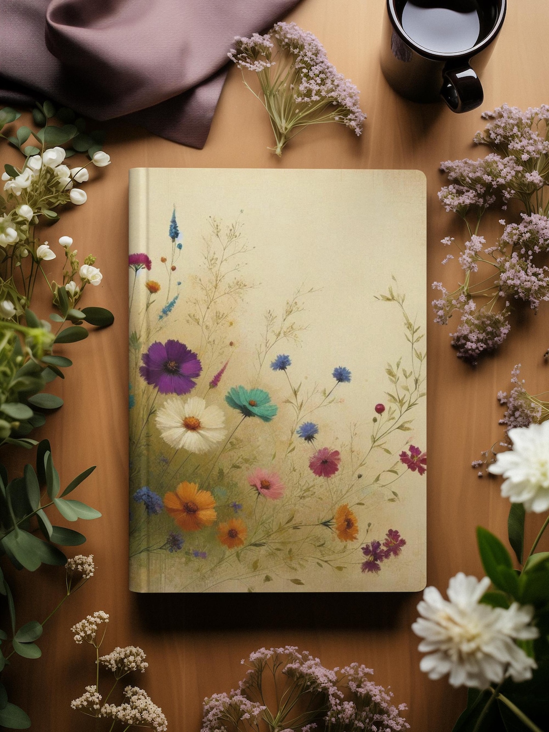 Vintage Wildflowers Journal, Pretty Colorful Floral Theme Matte ...