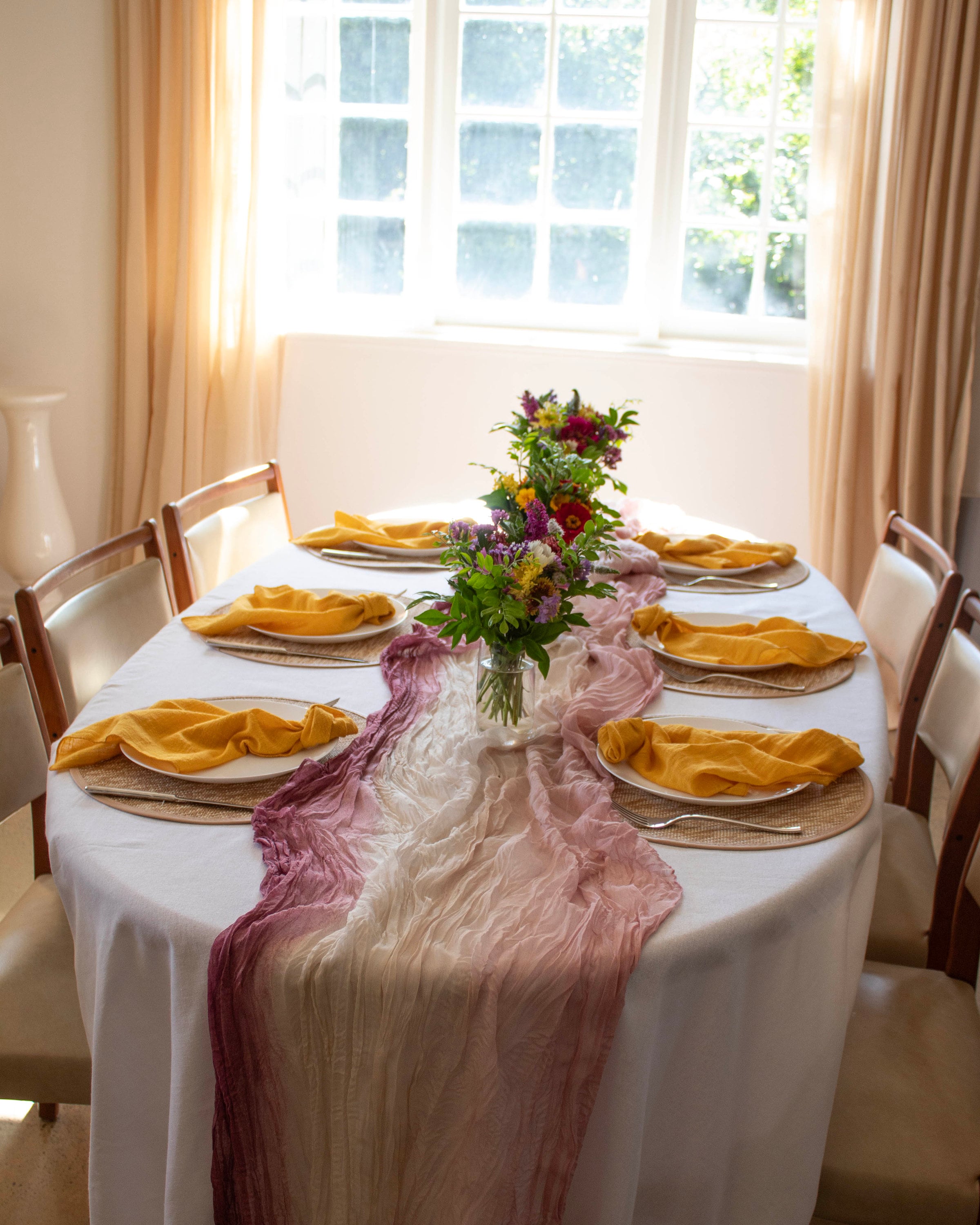 Ombre Pink Purple Beige Rustic Cheesecloth Gauze Table Runner | 3 ...