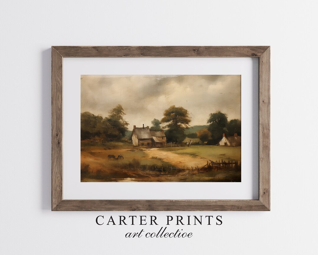 Vertical Landscape Painting Rustic Homestead Classic Countryside ...