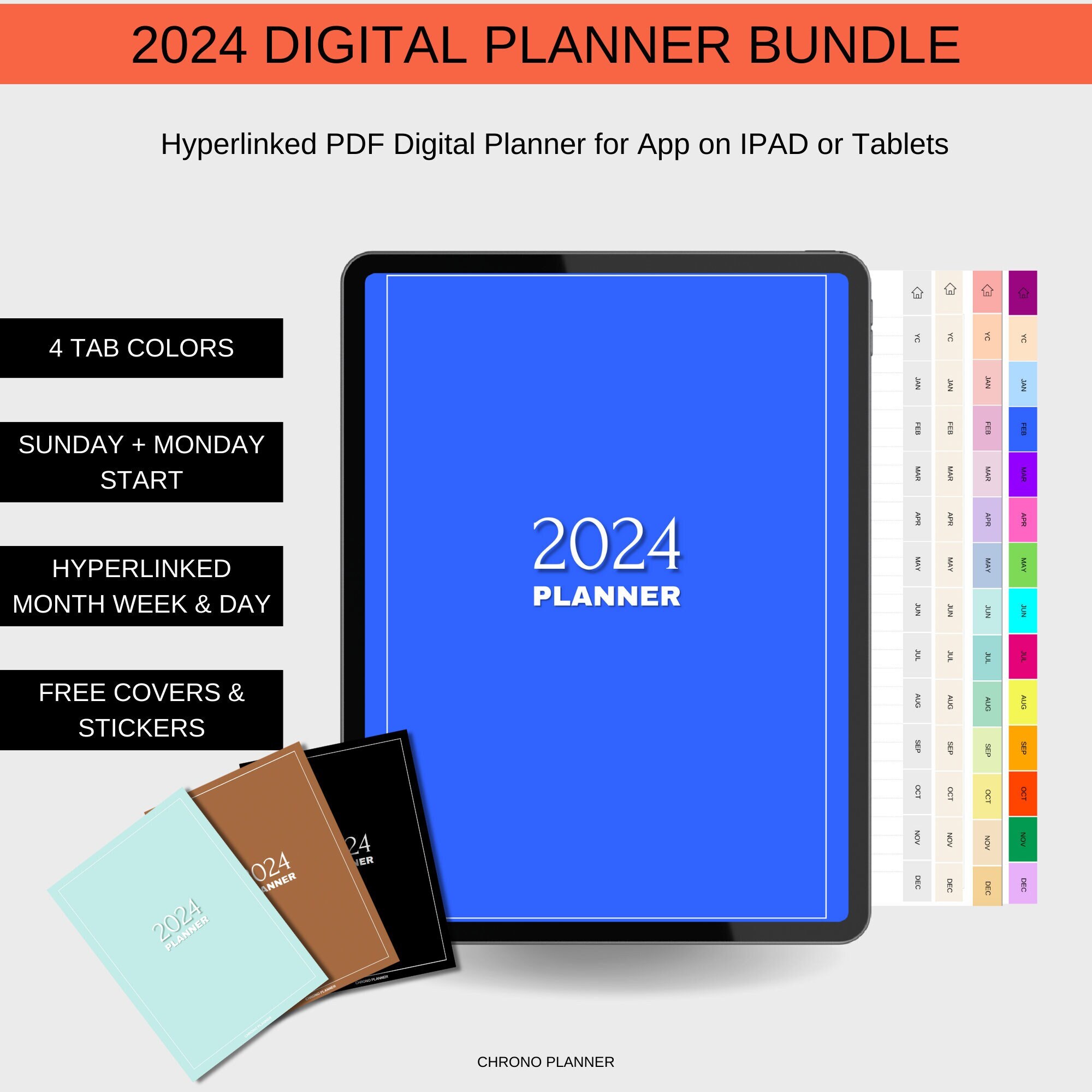 2024 Digital Planner Bundle With Portrait Dated Monthly Weekly Daily ...