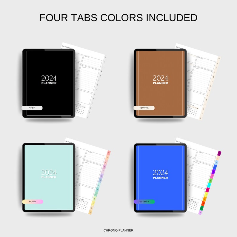 2024 Digital Planner Portrait, Digital Daily Weekly Monthly Hyperlinked ...