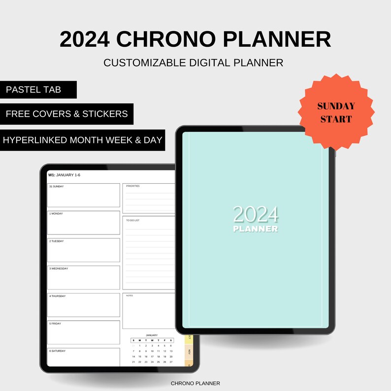 2024 Digital Planner, Dated Hyperlinked Pages for Goodnotes Notability ...