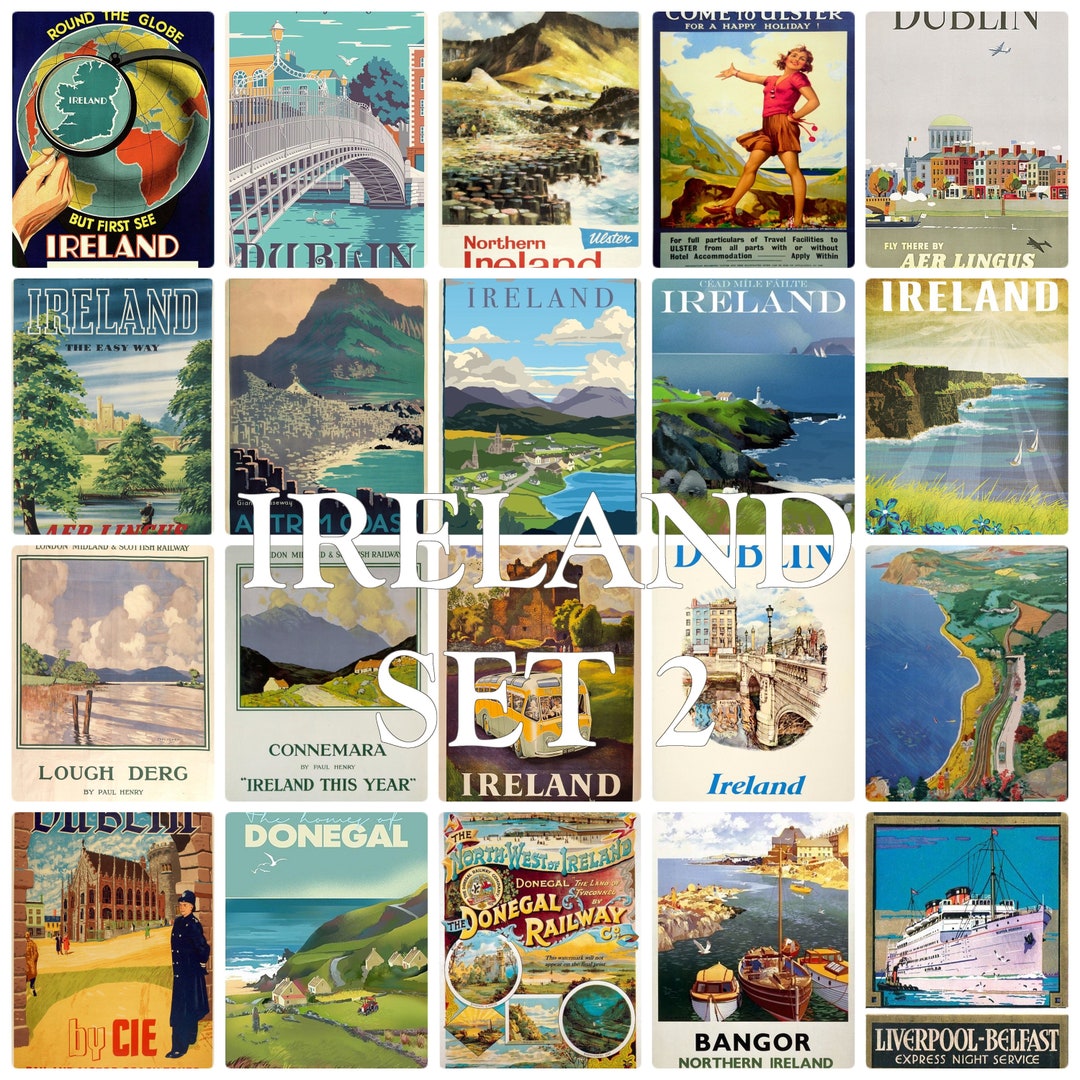 Irish Travel Poster Postcards: Vintage Ireland Art (set of 25) - Etsy