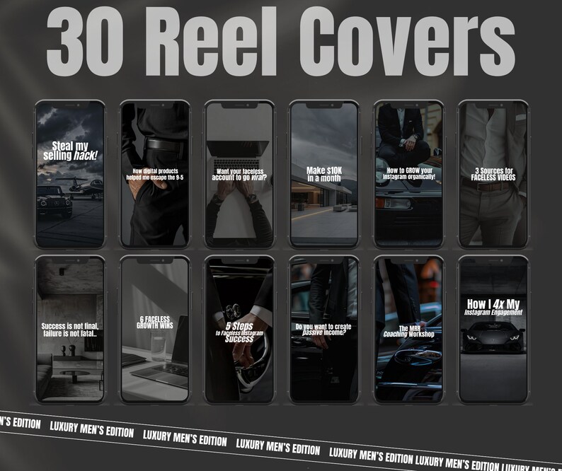 Vol 1. Luxury Mens Instagram REELS, Hooks, Captions & Reel Covers ...