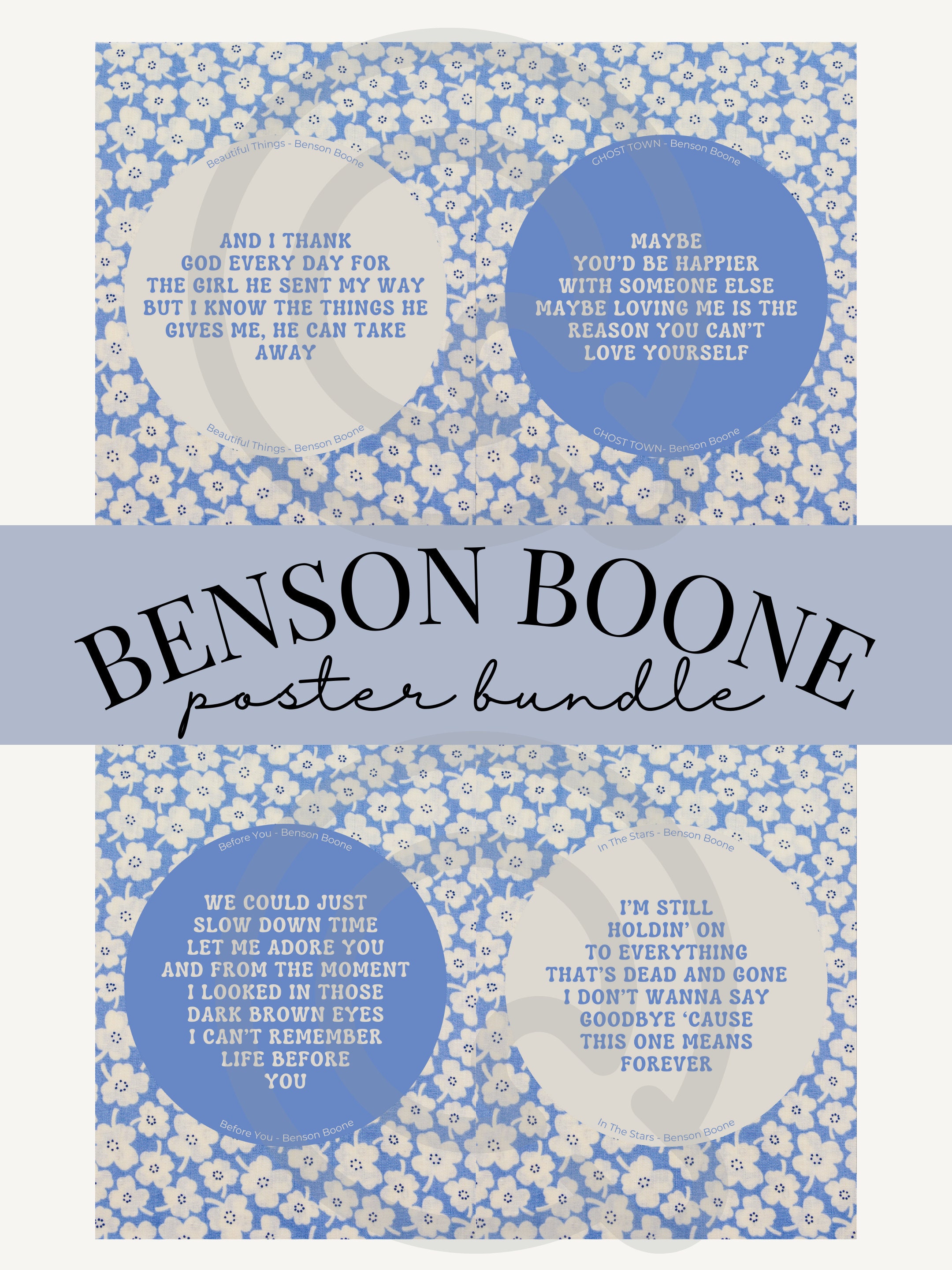 Benson Boone Lyric Posters Pack of 4 Downloadable Print Bundle - Etsy