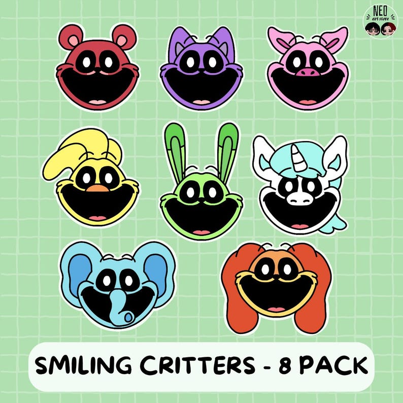 SMILING CRITTERS Sticker Pack - Etsy
