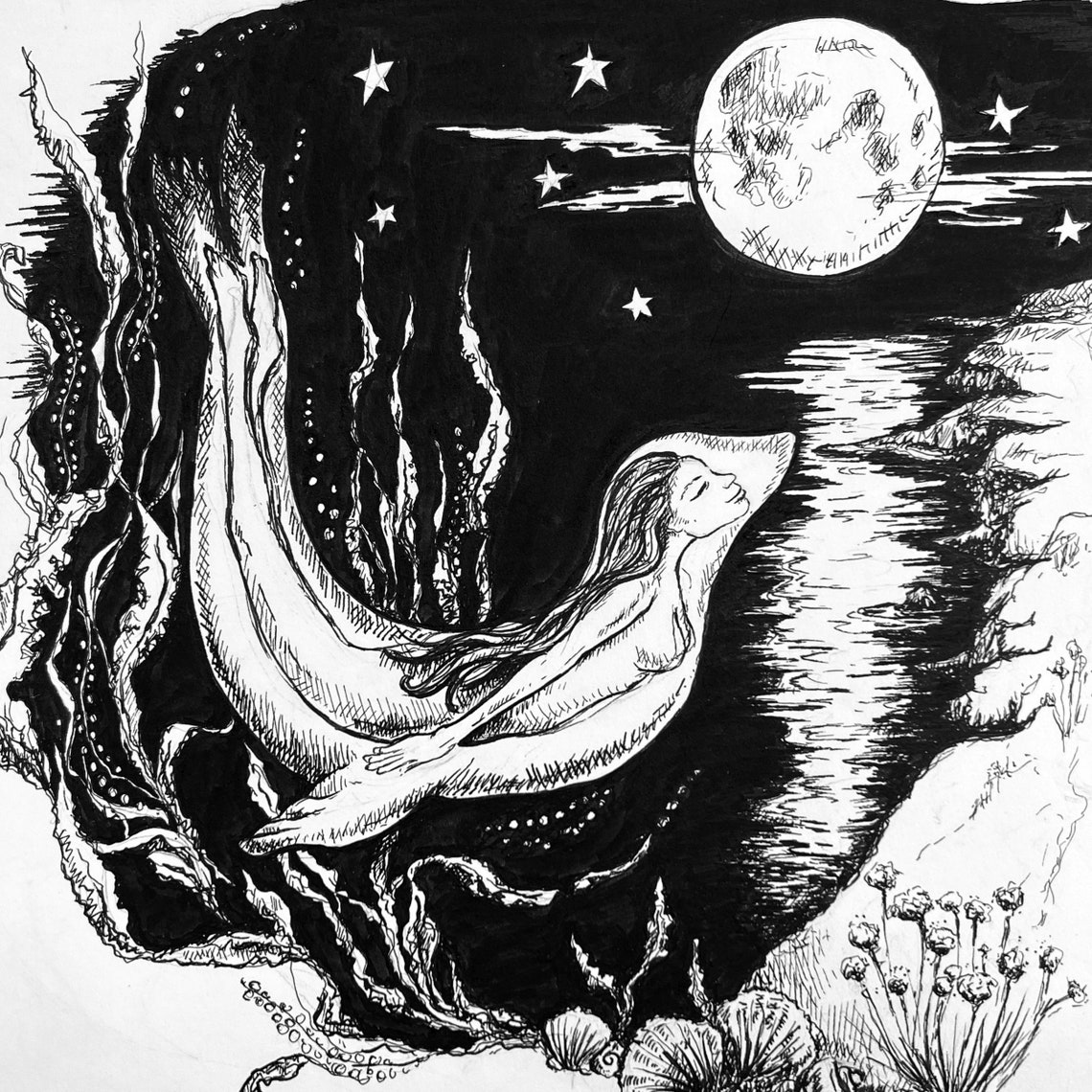 Maighdeann-mhara A5 Giclee Print, Selkie, Selkie Art, Seal, Folklore ...