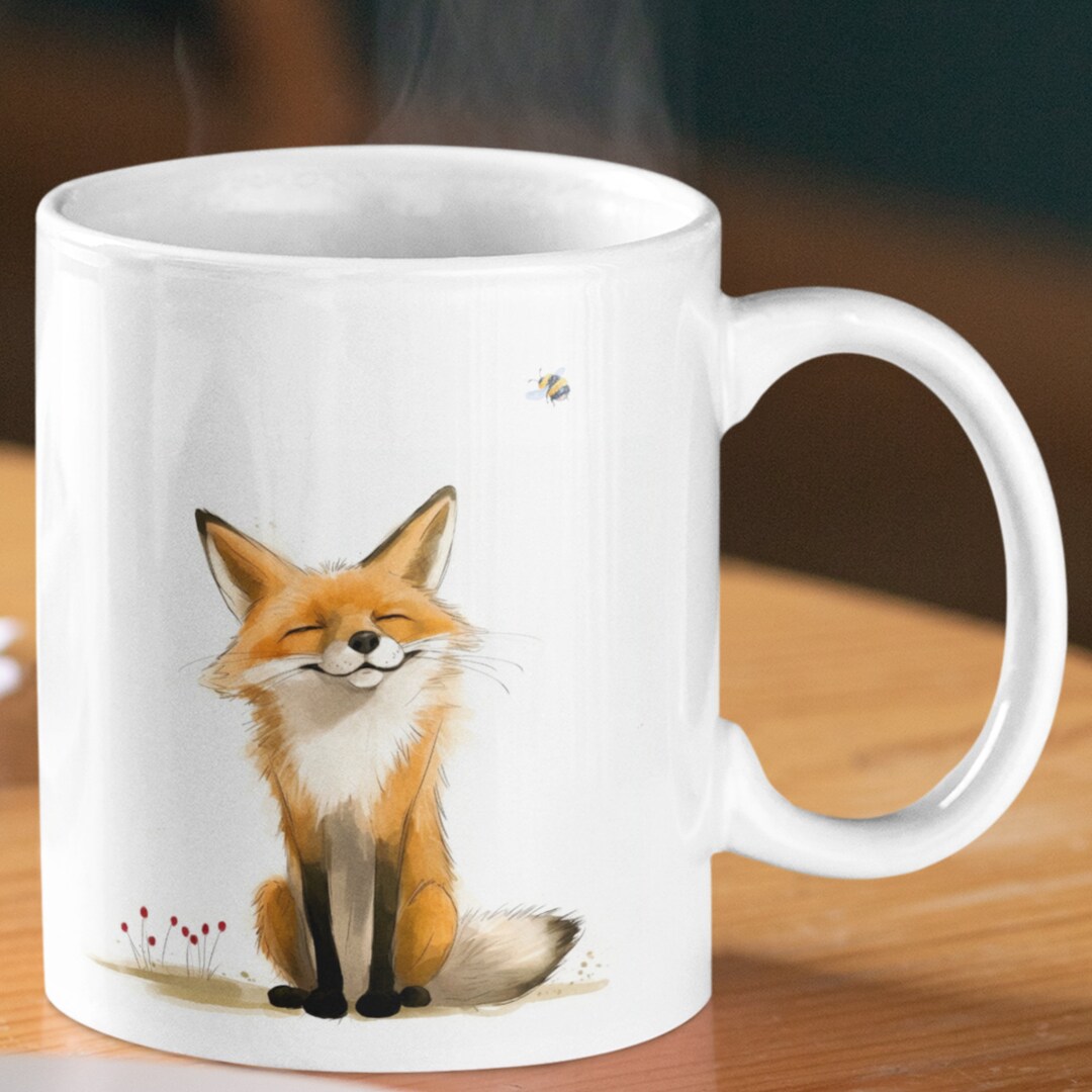 Bee Foxy Mug, Fox Mug, Fox Gift, Bee Mug, Design Coffee Mugs, Birthday ...