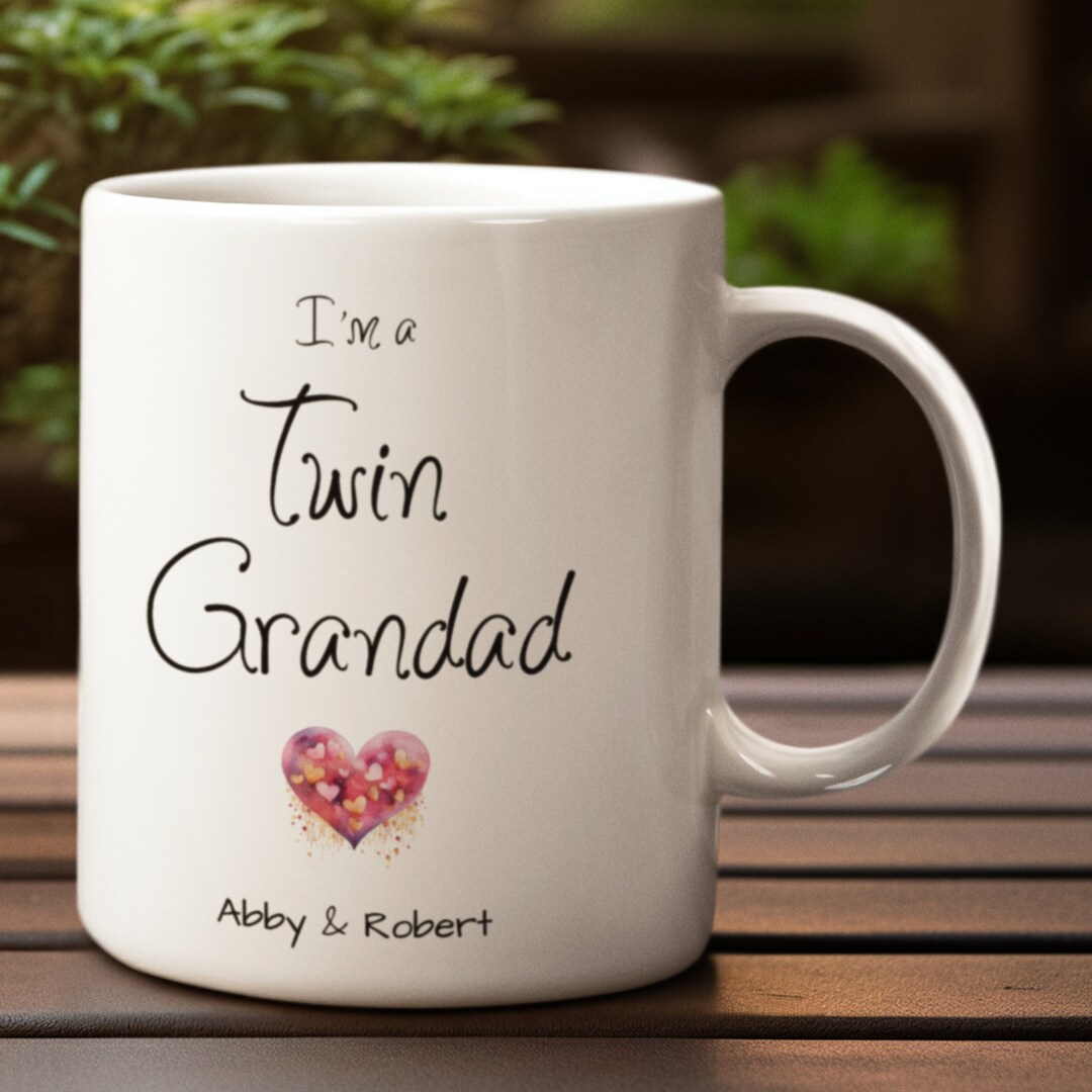 Personalised Twin Grandad Mug | Printed Names, Glossy White - Etsy