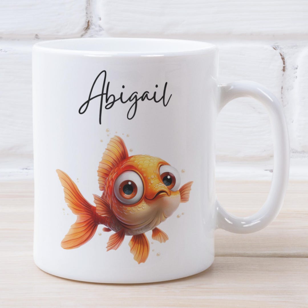 Personalised Cute Goldfish Mug, Goldfish Gift, Personalised Mug ...